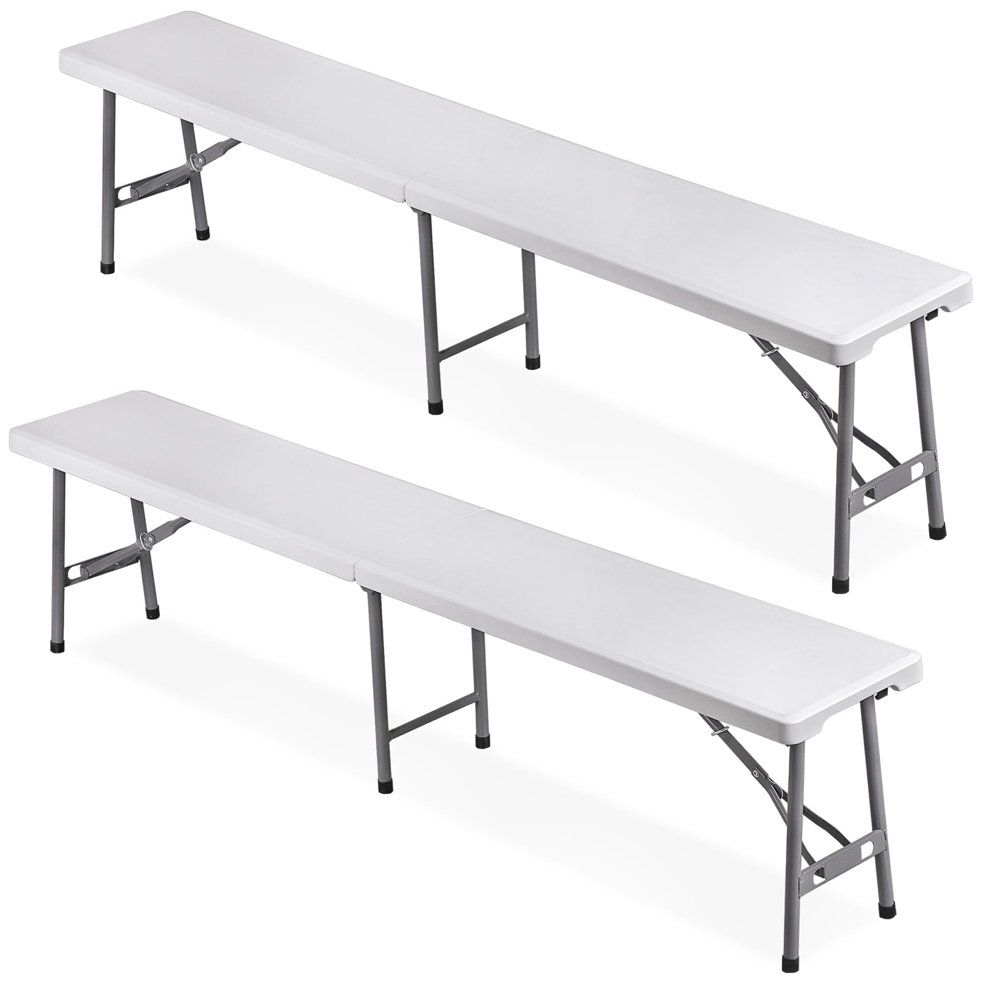 HomGarden 2 Pack 6ft Plastic Folding Bench 660lbs Portable Indoor ...