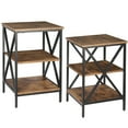 HomGarden 2-Pack Industrial End Table, 3-Tier Square Sofa Side Table ...