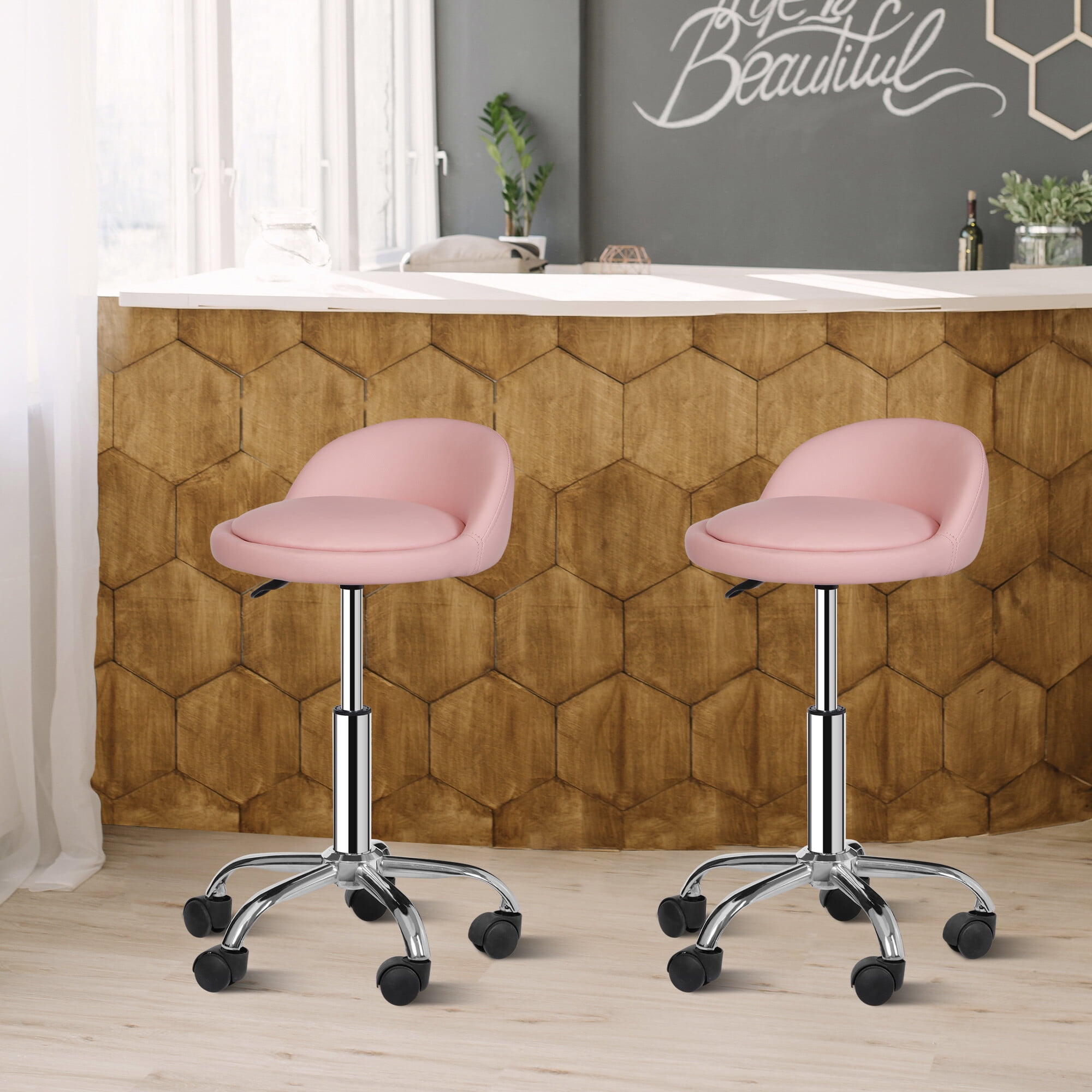 HomGarden 2 Pack Swivel Rolling Salon Stool Indoor Massage Facial Spa ...
