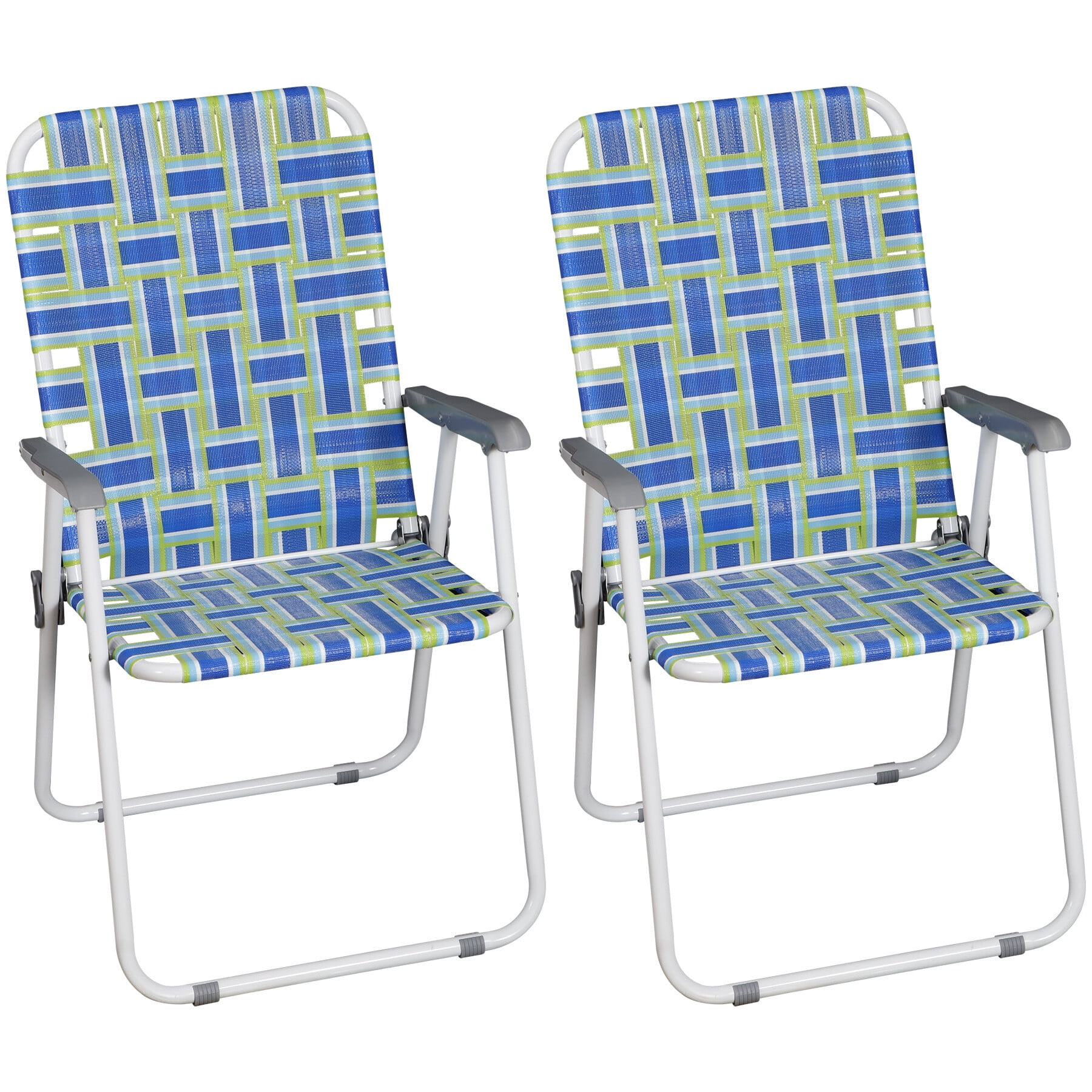 HomGarden 2 Pack Webbed Folding Lawn Chair 265LBS Portable Poolside ...