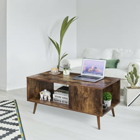 HomGarden Industrial Style Rectangle Wood Coffee Table with Metal ...