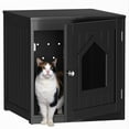 HomGarden Black Cat Washroom Enclosure with MDF Side Table, Fits ...