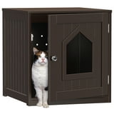 HomGarden 20'' Brown Cat Litter Box Enclosure, Wooden Furniture, Side ...