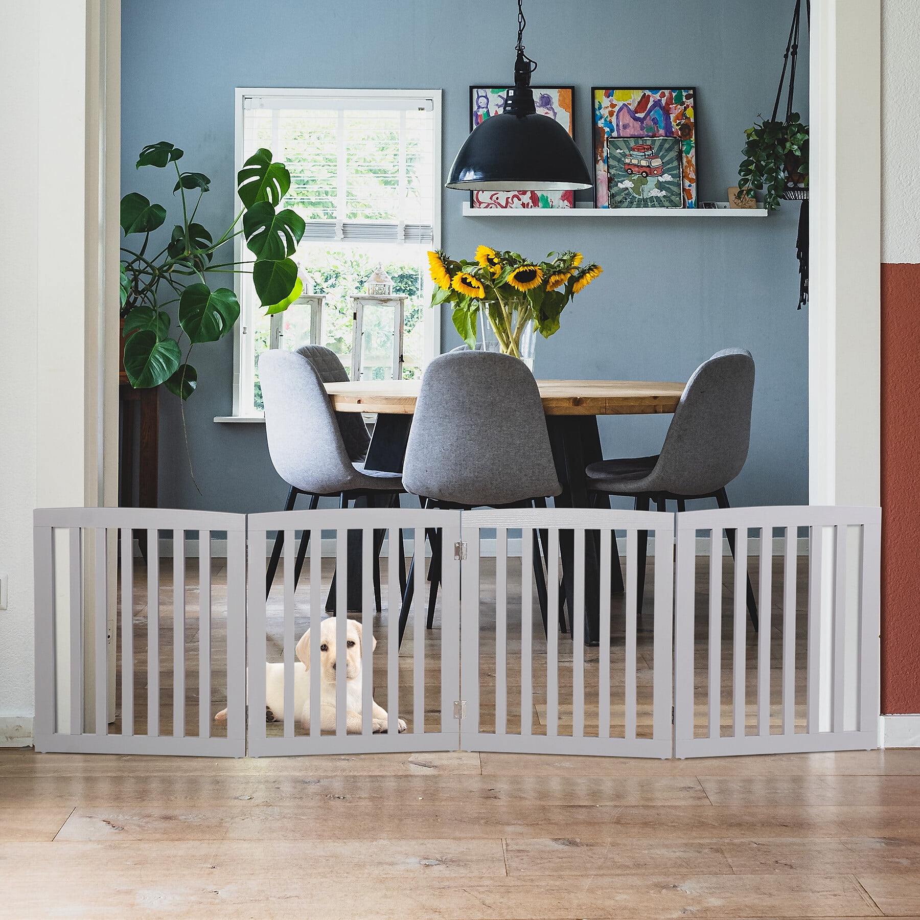 HomGarden 24'' Height Pet Dog Gate Folding 4 Panels for Home Doorways ...