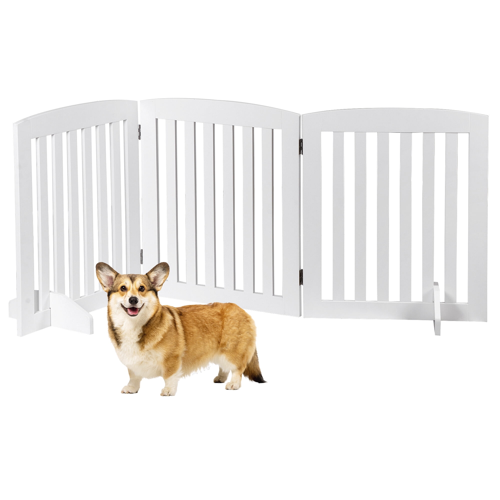 HomGarden 3 Panels 24-inch Pet Puppy Gog Gate Foldable W/Support Leg ...