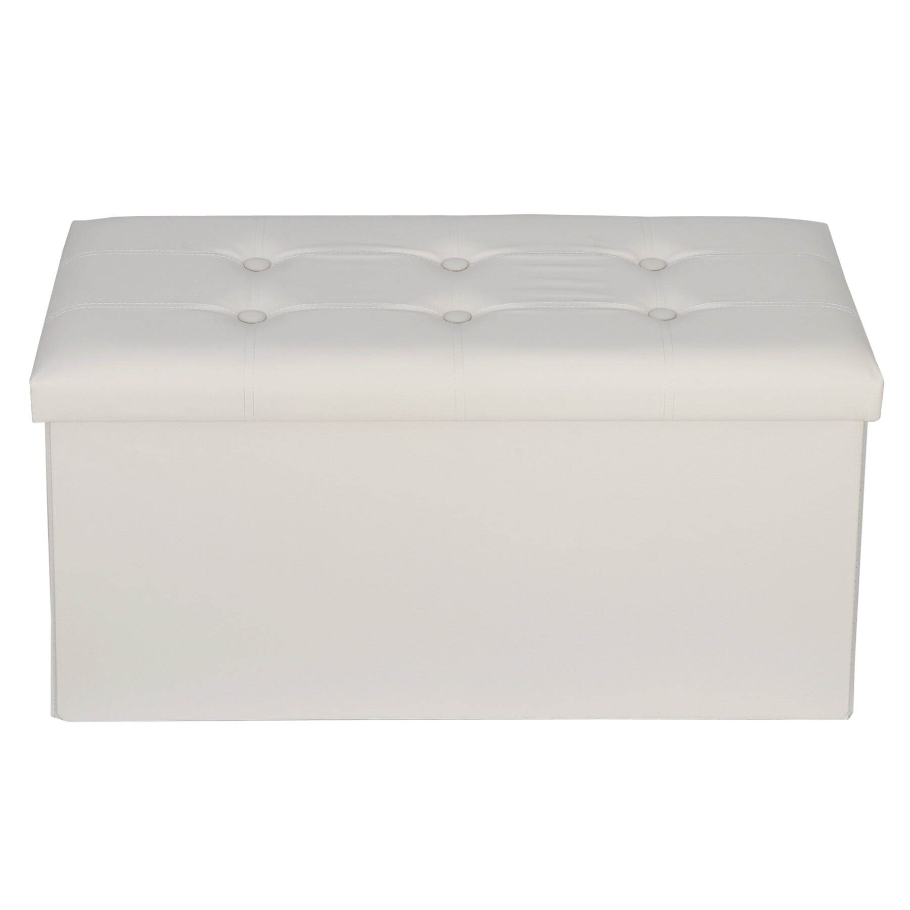 HomGarden 30'' Beige Ottoman Bench, Faux Leather, Foldable, Padded Seat ...