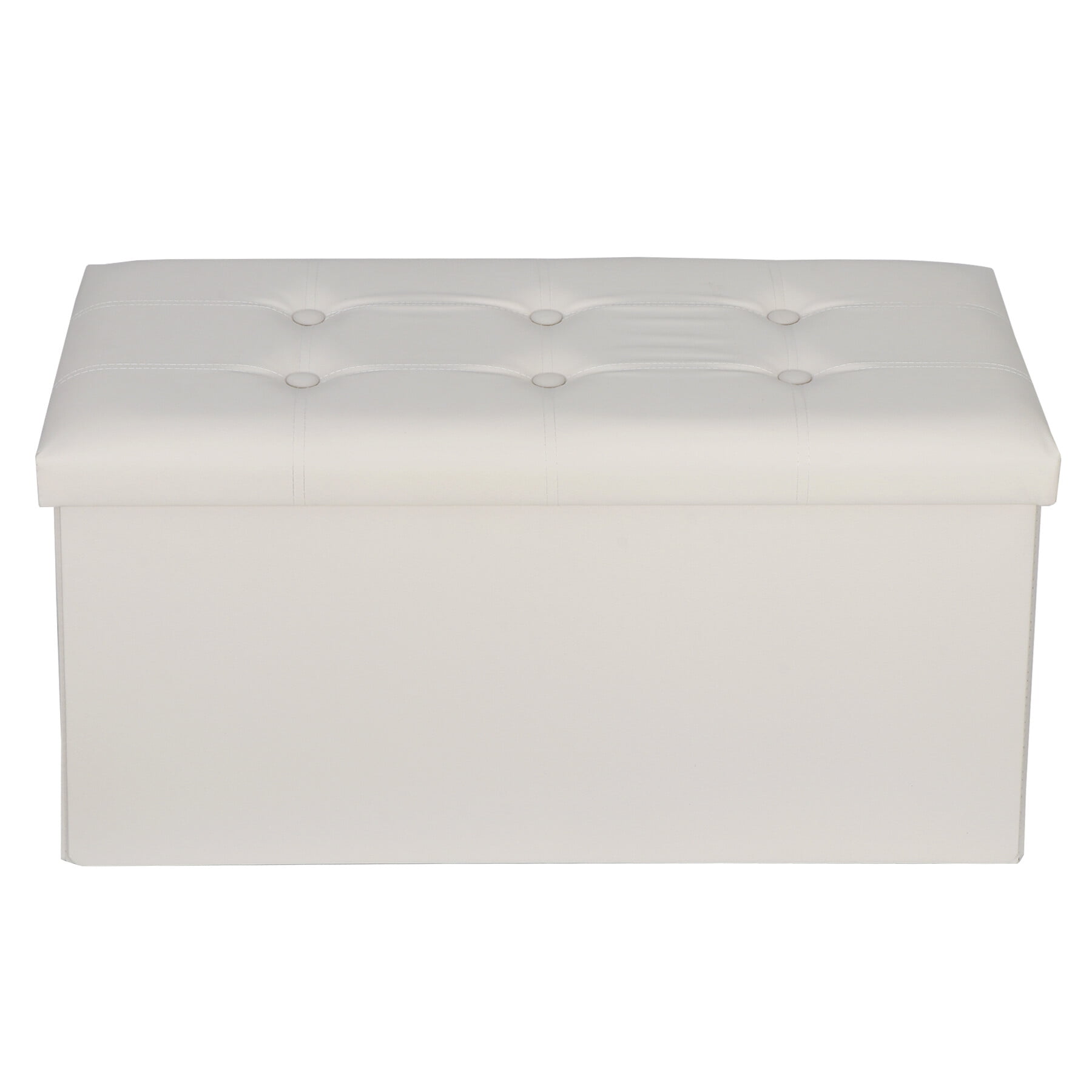 HomGarden 30'' Beige Ottoman Bench, Faux Leather, Foldable, Padded Seat ...