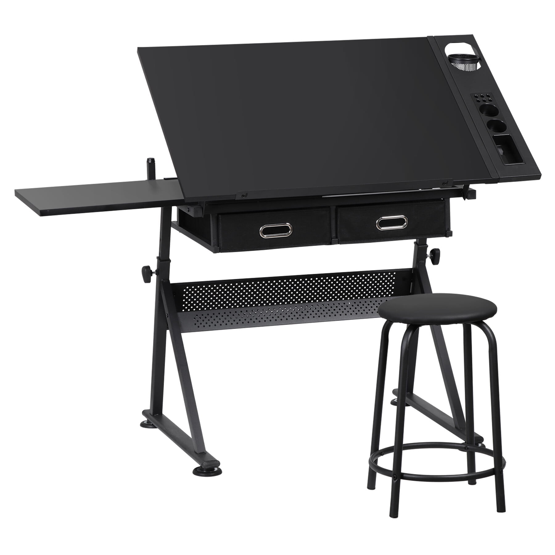 HomGarden 35.8-in Adjustable MDF Drafting Drawing Table Tiltable Steel ...