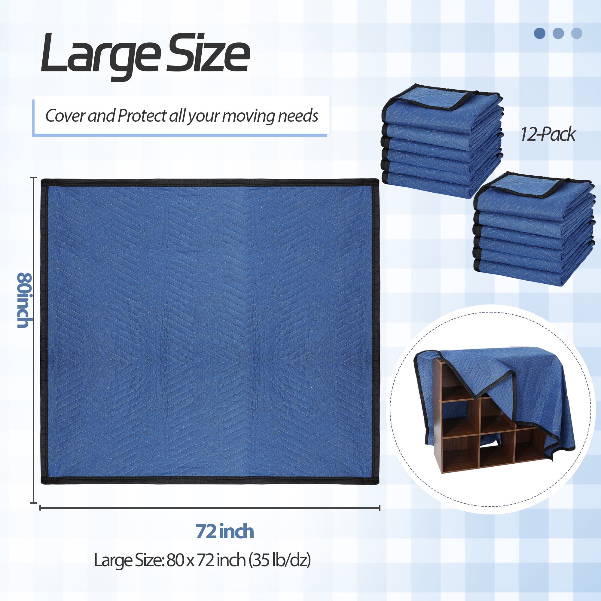 HomGarden 36 Heavy-Duty Padded Moving Packing Blankets - 80x72 Inches ...