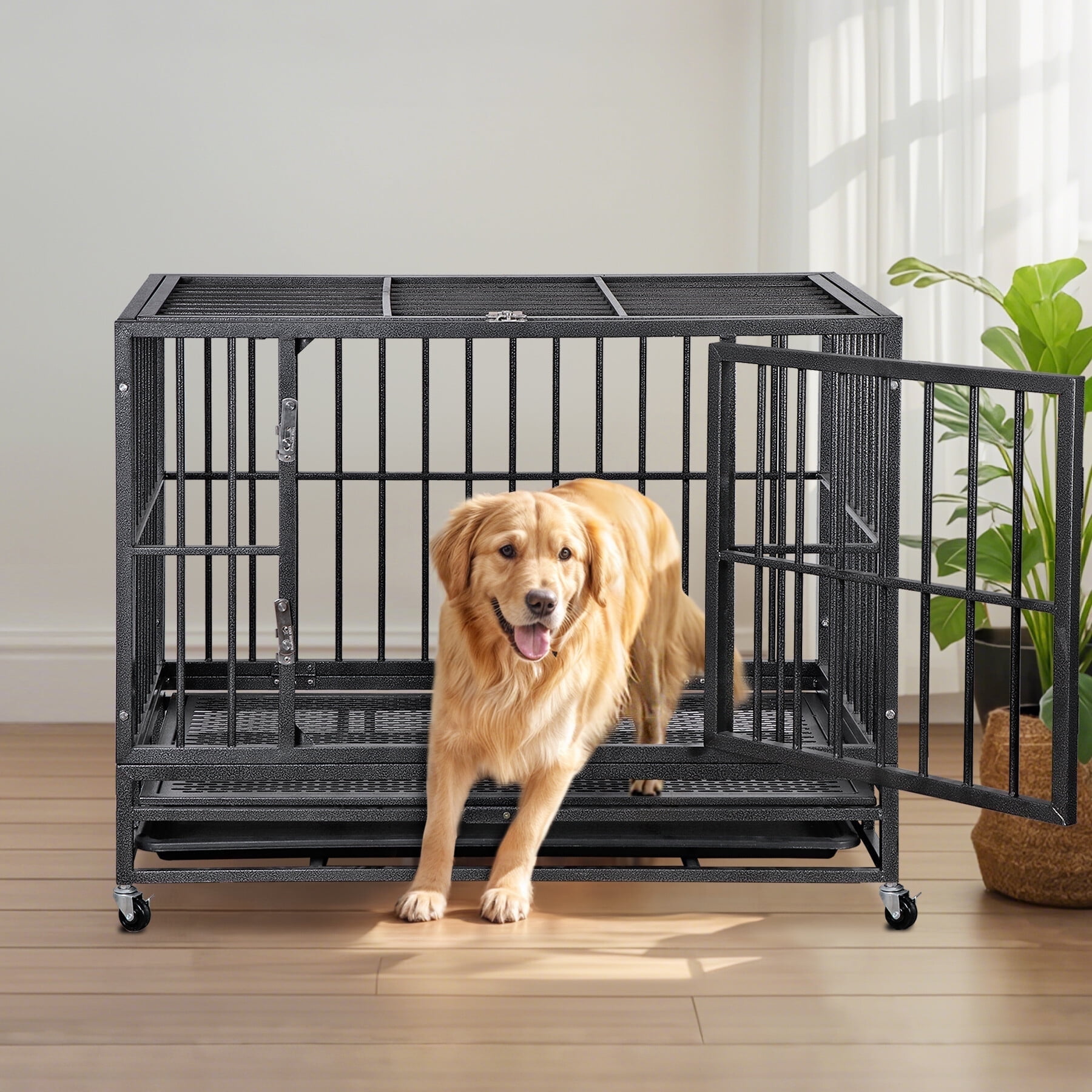 HomGarden 38-in Heavy Duty Pet Dog Crate High Anxiety Medium Dog Cage ...
