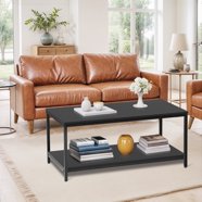 HomGarden Industrial Style Rectangle Wood Coffee Table with Metal ...