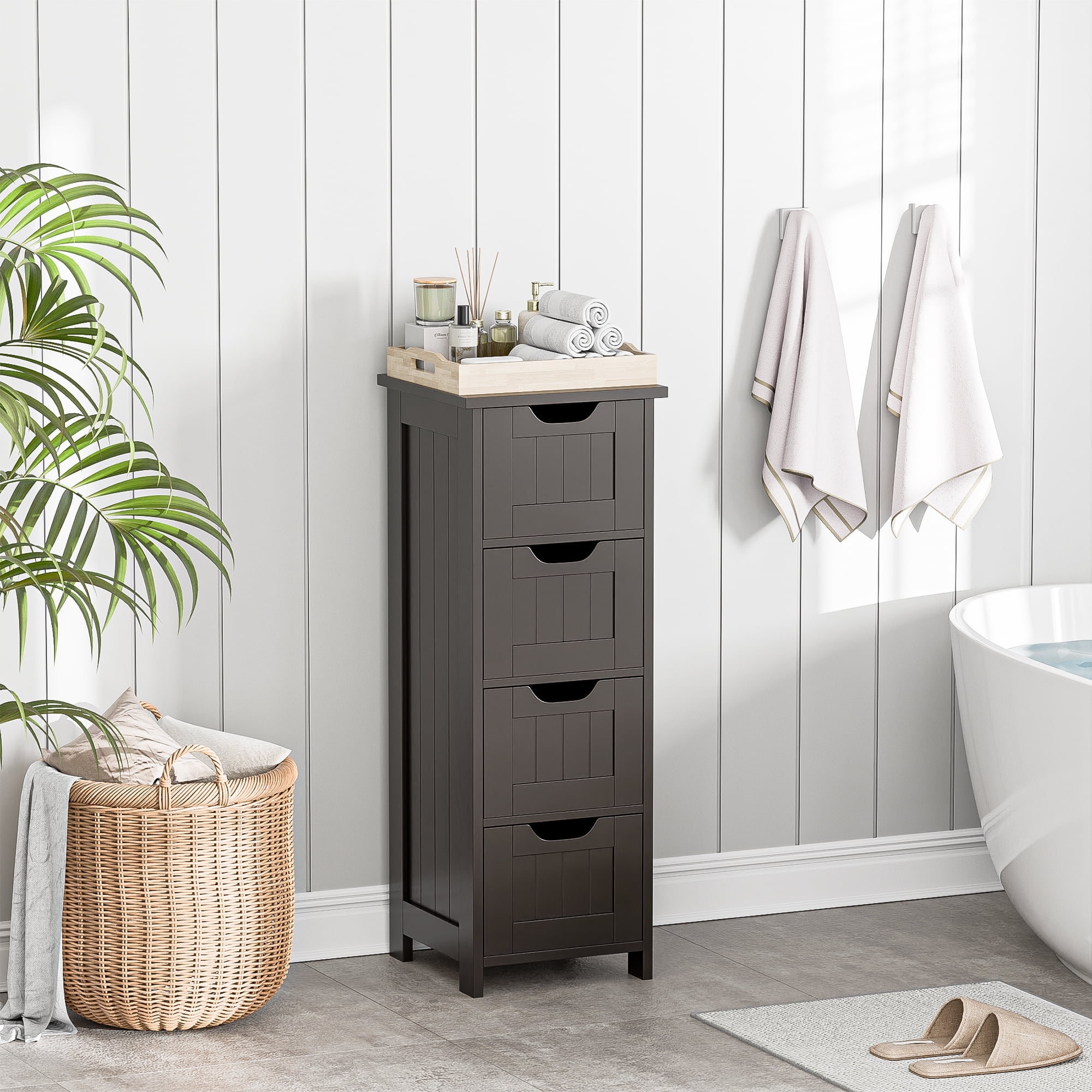 HomGarden 4 Drawers Bathroom Storage Cabinet Narrow Floor Side Cabinet ...