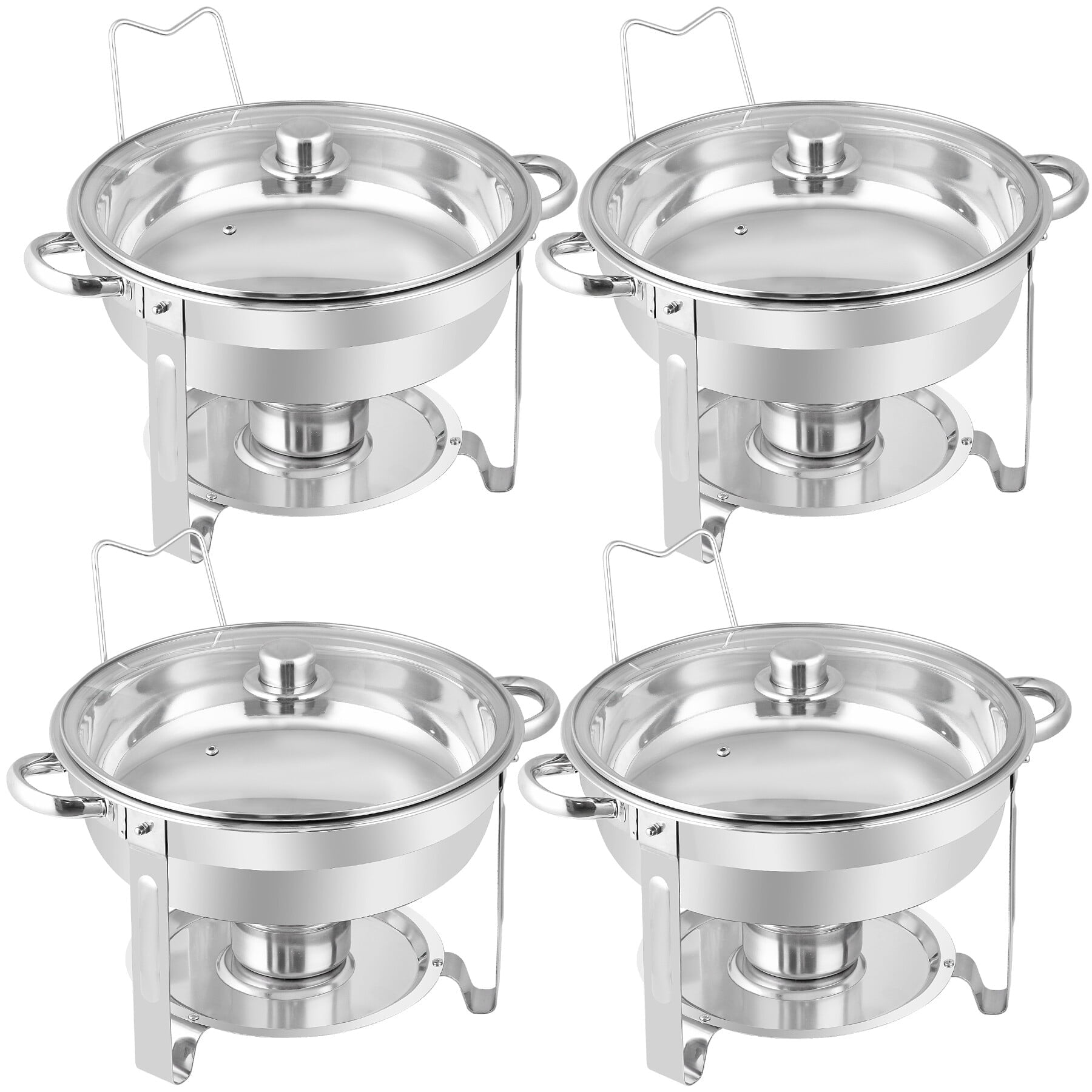 HomGarden 4 Pack 5Qt Round Chafing Dish Buffet Set Stainless Steel ...