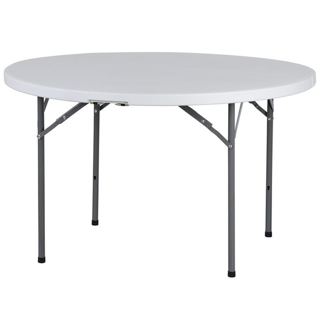 "HomGarden 48"" White Round Foldable Picnic Table for Outdoor Events ...