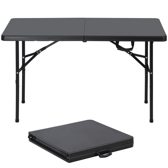 HomGarden 4FT Plastic Folding Table with Handle, Indoor-Outdoor, Party, Black - Walmart.com