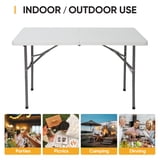 HomGarden Folding Table, 4FT x 2FT Heavy Duty Plastic Utility Table ...