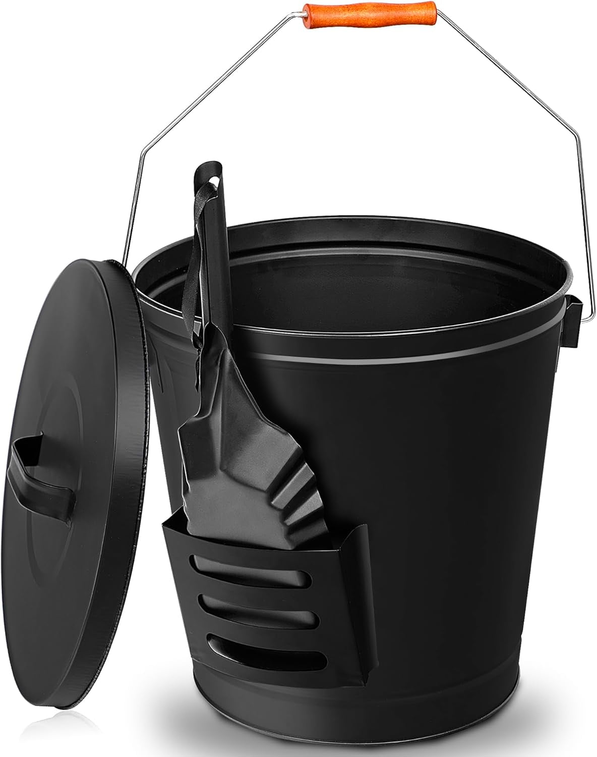 HomGarden 5.15 Gallon Galvanized Metal Coal Ash Bucket with Handle Lid ...