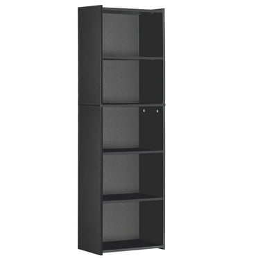 Mainstays Traditional 5 Shelf Bookcase with Doors, Black Finish ...