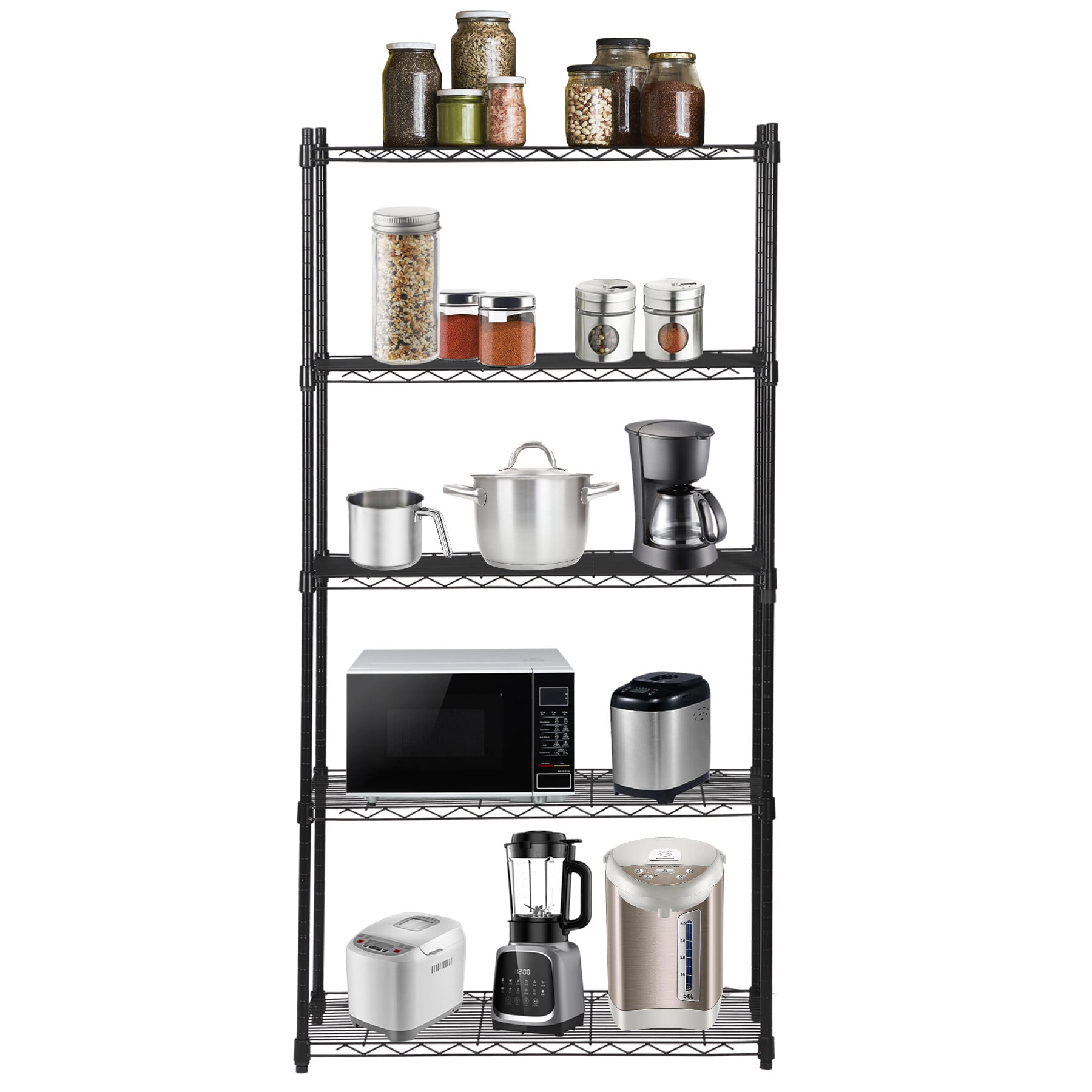 HomGarden 5-Tier Wire Shelving Storage Unit, Heavy-Duty Organizer Wire ...