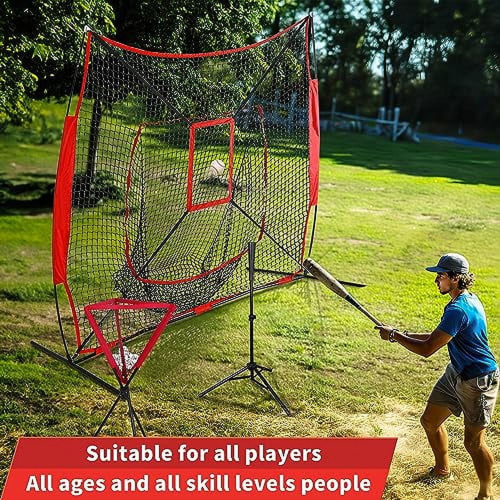 HomGarden 7' x 7' Baseball Softball Practice Net Hitting Batting ...