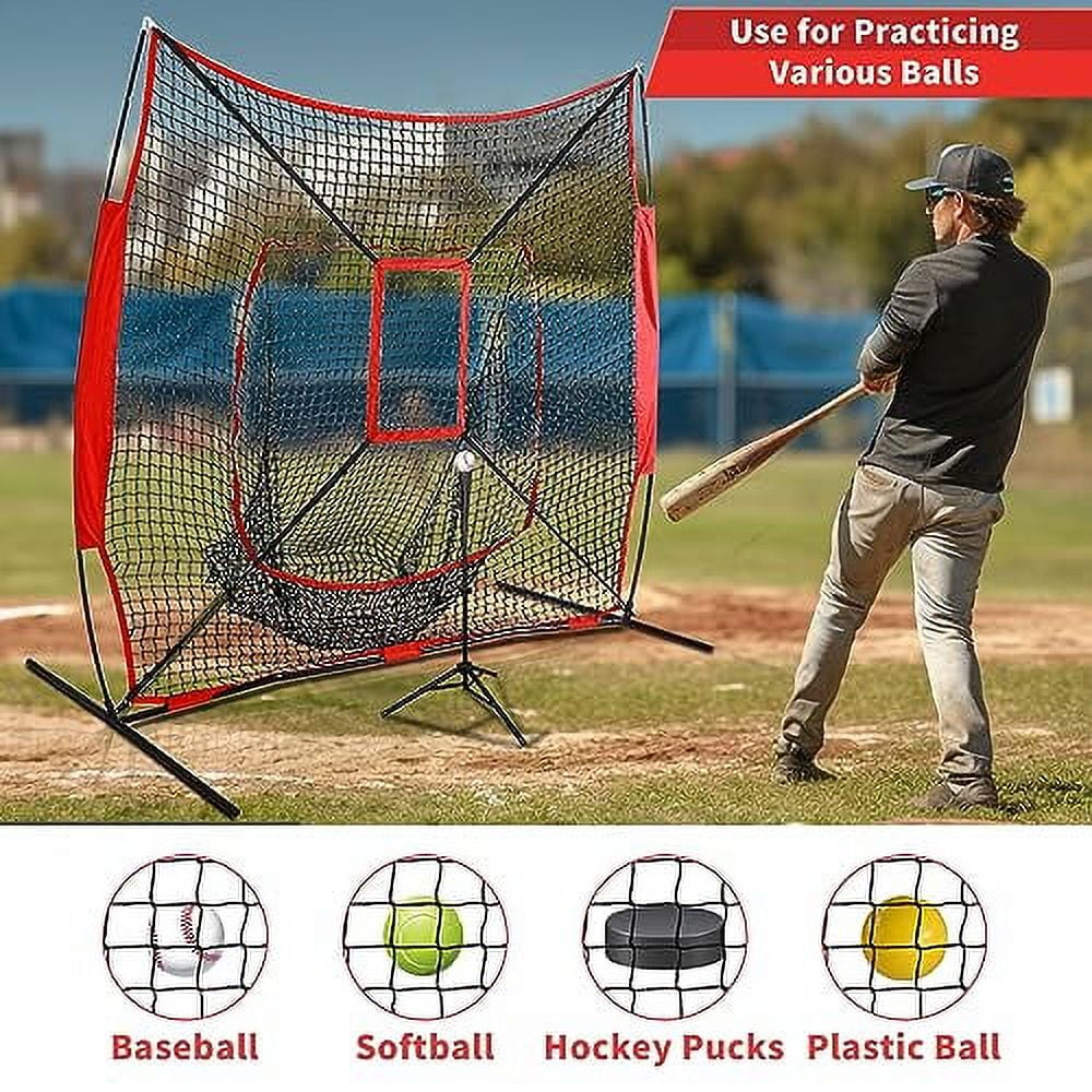HomGarden 7' x 7' Baseball Softball Practice Net Hitting Batting ...