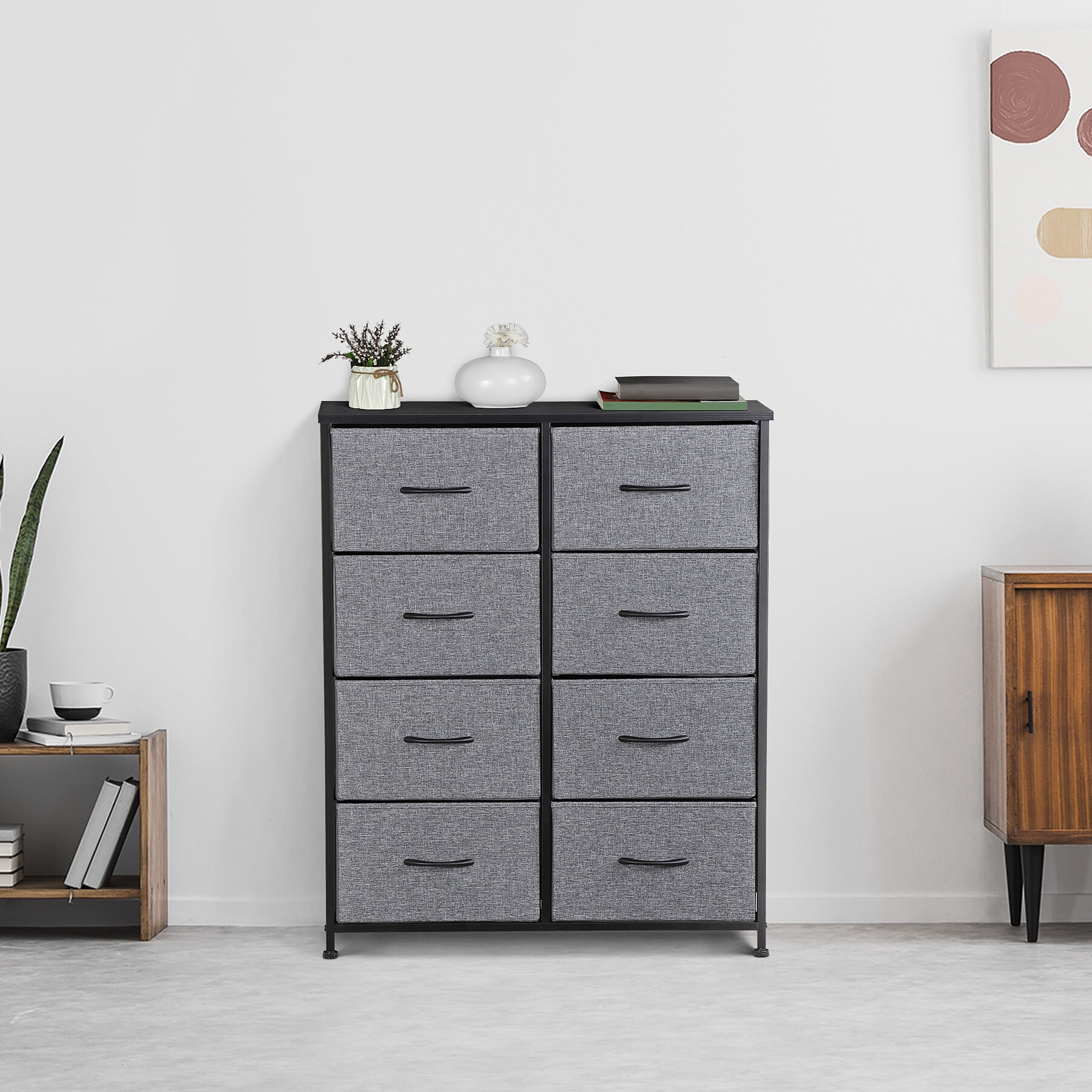 HomGarden Tall Large 8 Drawer Storage Dresser, Vertical Fabric Chest ...