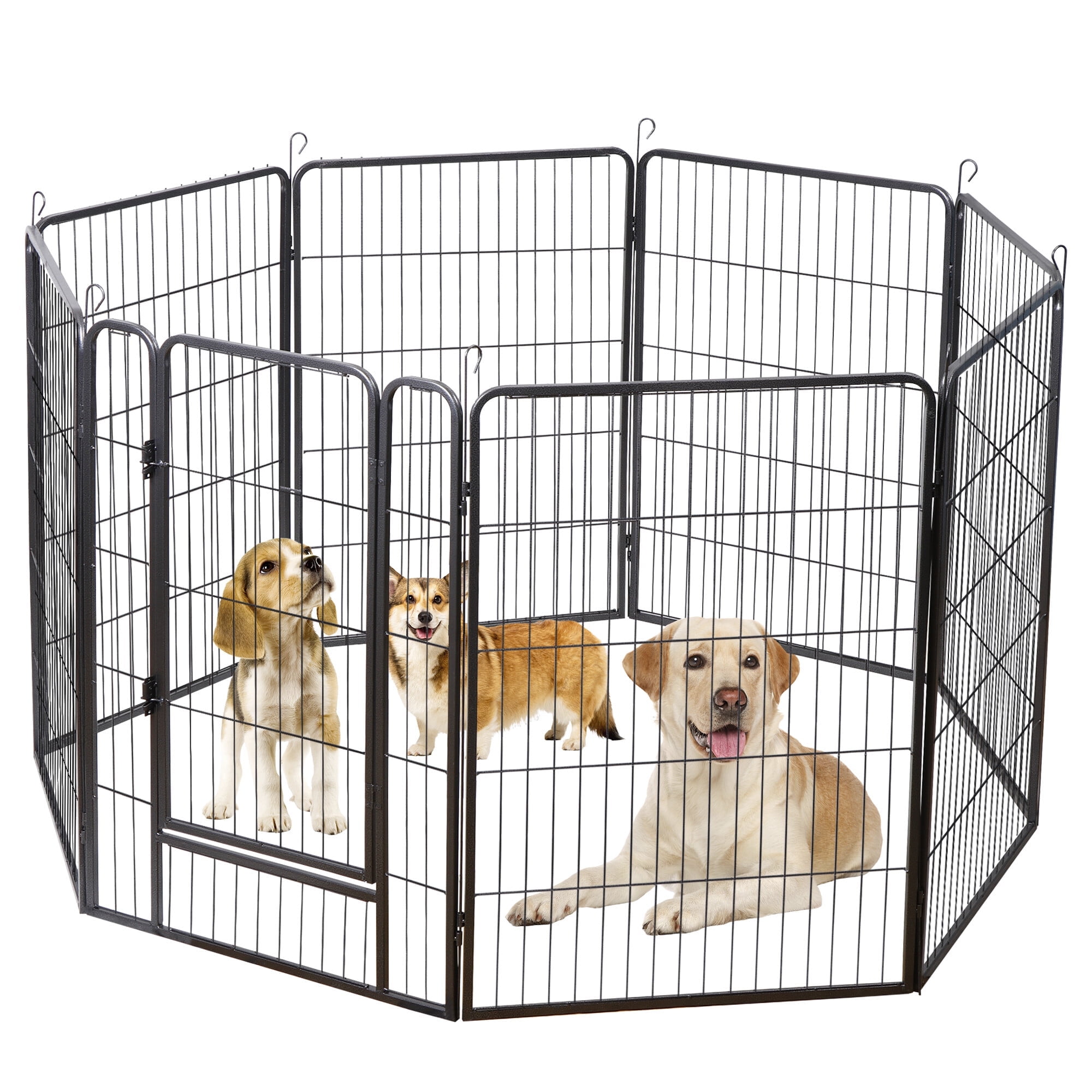 HomGarden 8 Panels 27.5"W x 40"HMetal Dog Playpen Large Puppy Exercise ...
