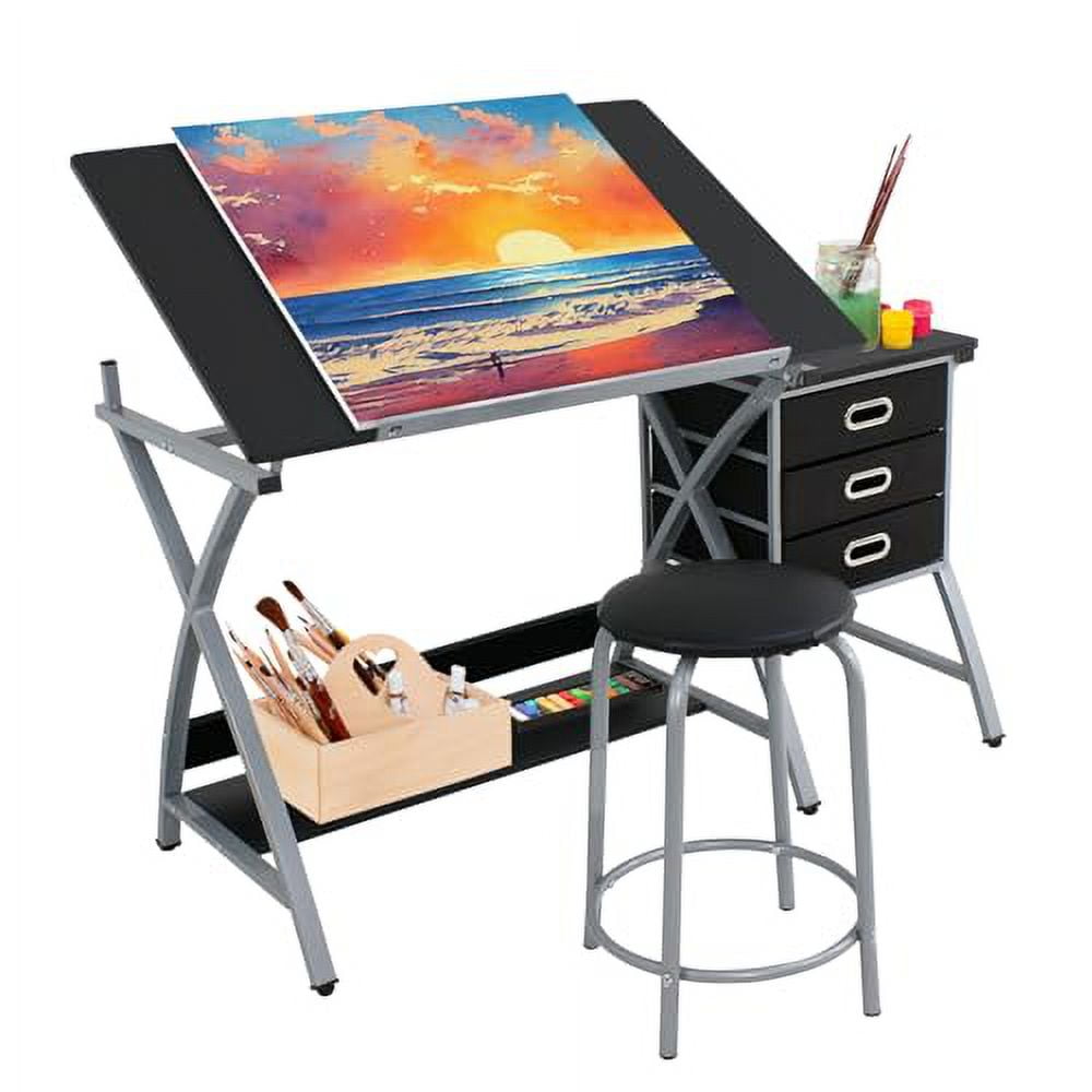 HomGarden Adjustable Drawing Desk Drafting Table Folding Art Craft ...