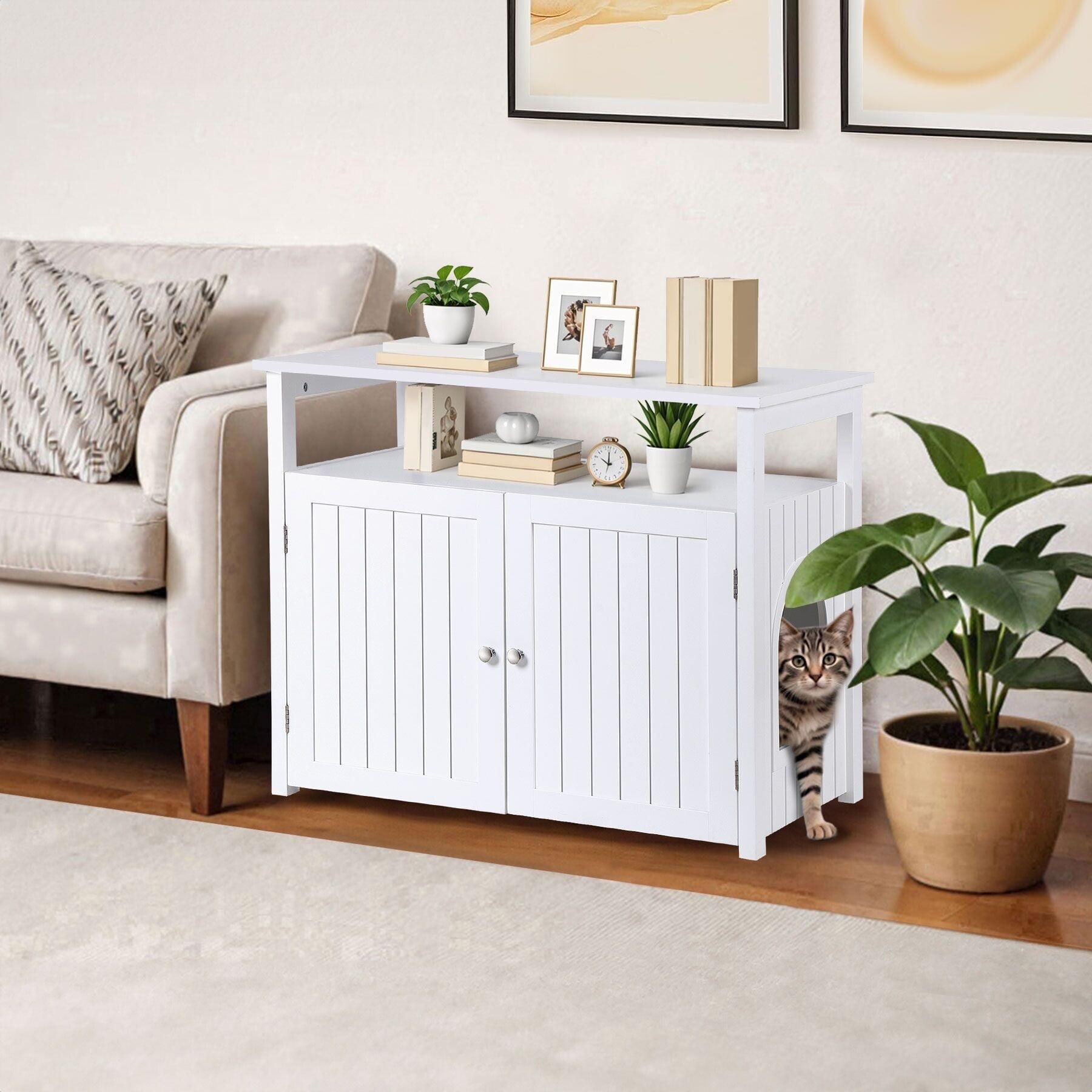 HomGarden Kitty Furniture, Concealed Litter Box Enclosure, Durable ...