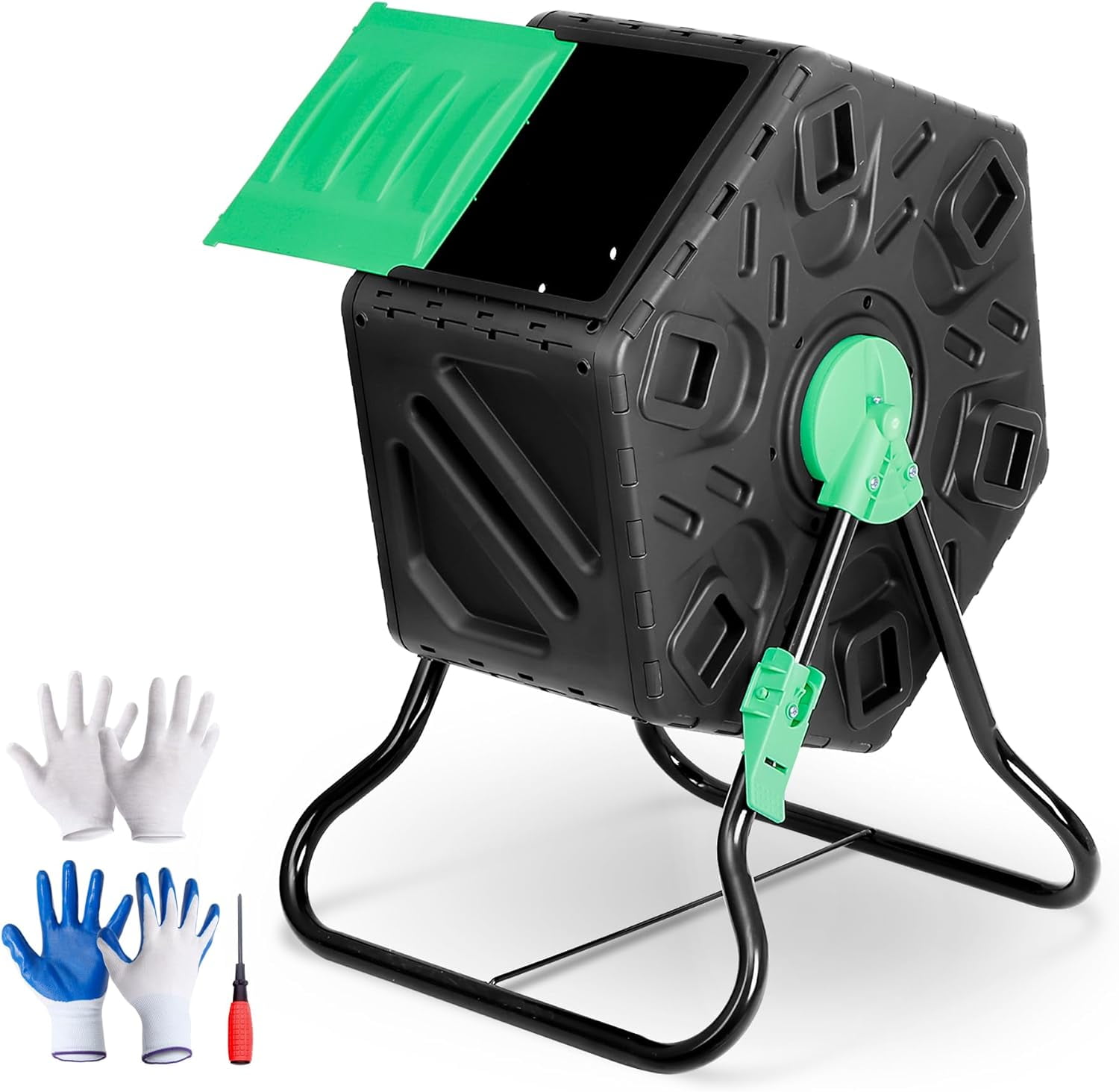 HomGarden Compost Tumbler Single Chamber – Easy-Turn Composter Tumbler ...