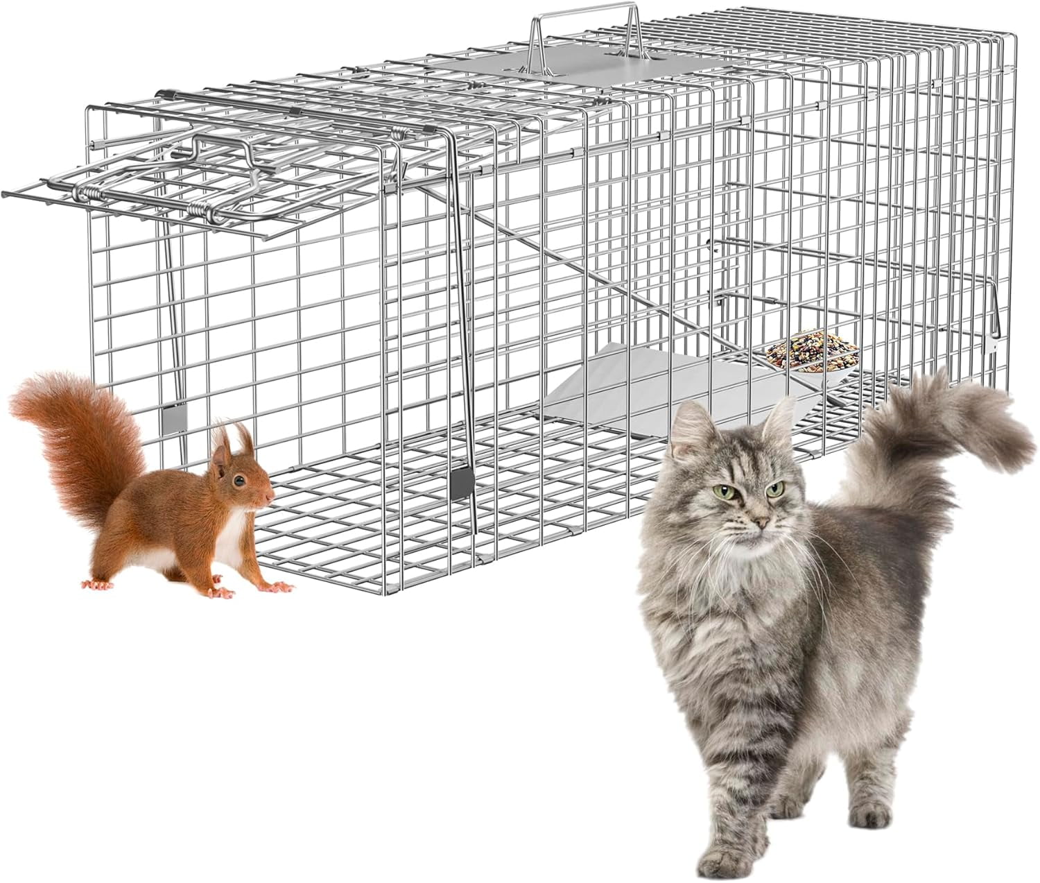 HomGarden Humane Live Animal Cage Trap 32inch Steel Catch Release ...