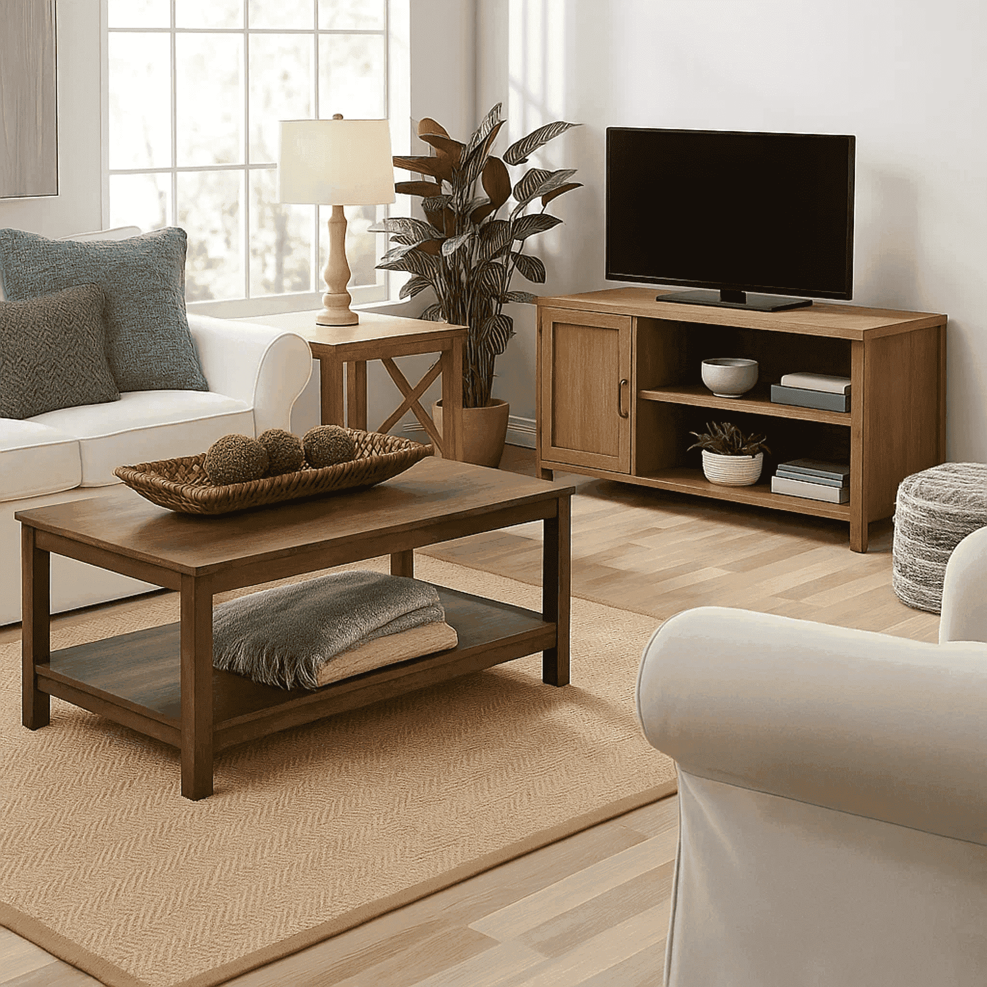 Dowellia Farmhouse Rectangle Coffee Table, Rustic Weathered Oak ...
