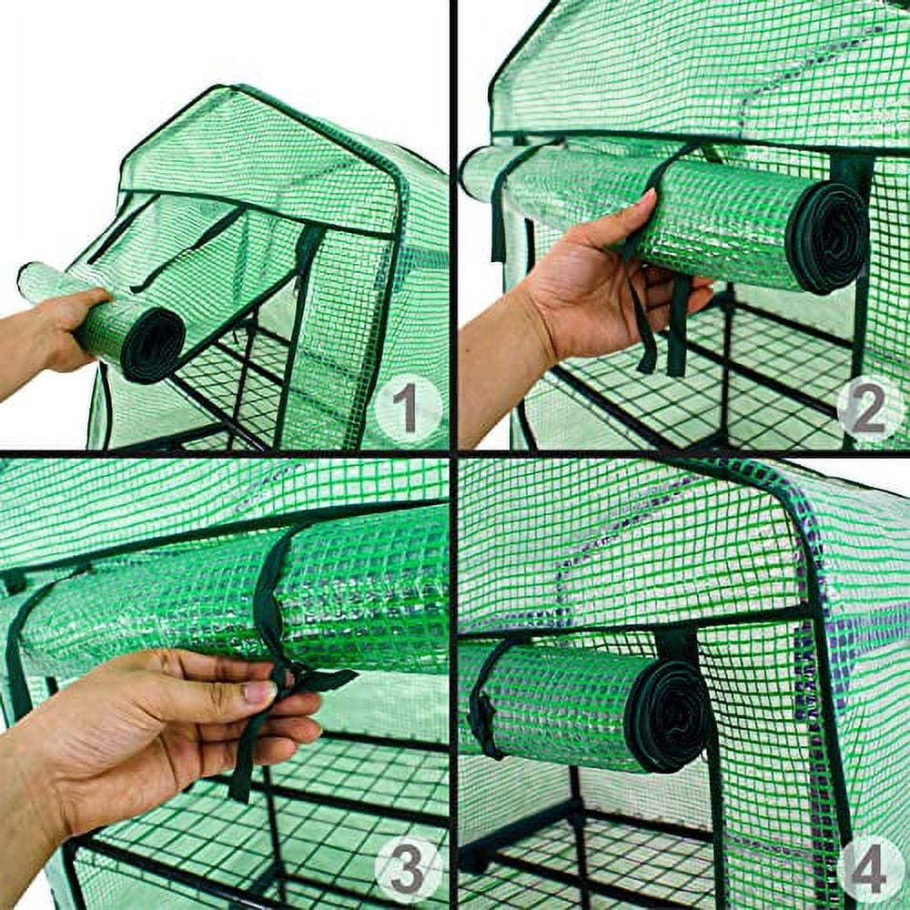 HomGarden Mini Walk-in Greenhouse 3 Tiers 6 Shelves PE Fabric Cover w ...
