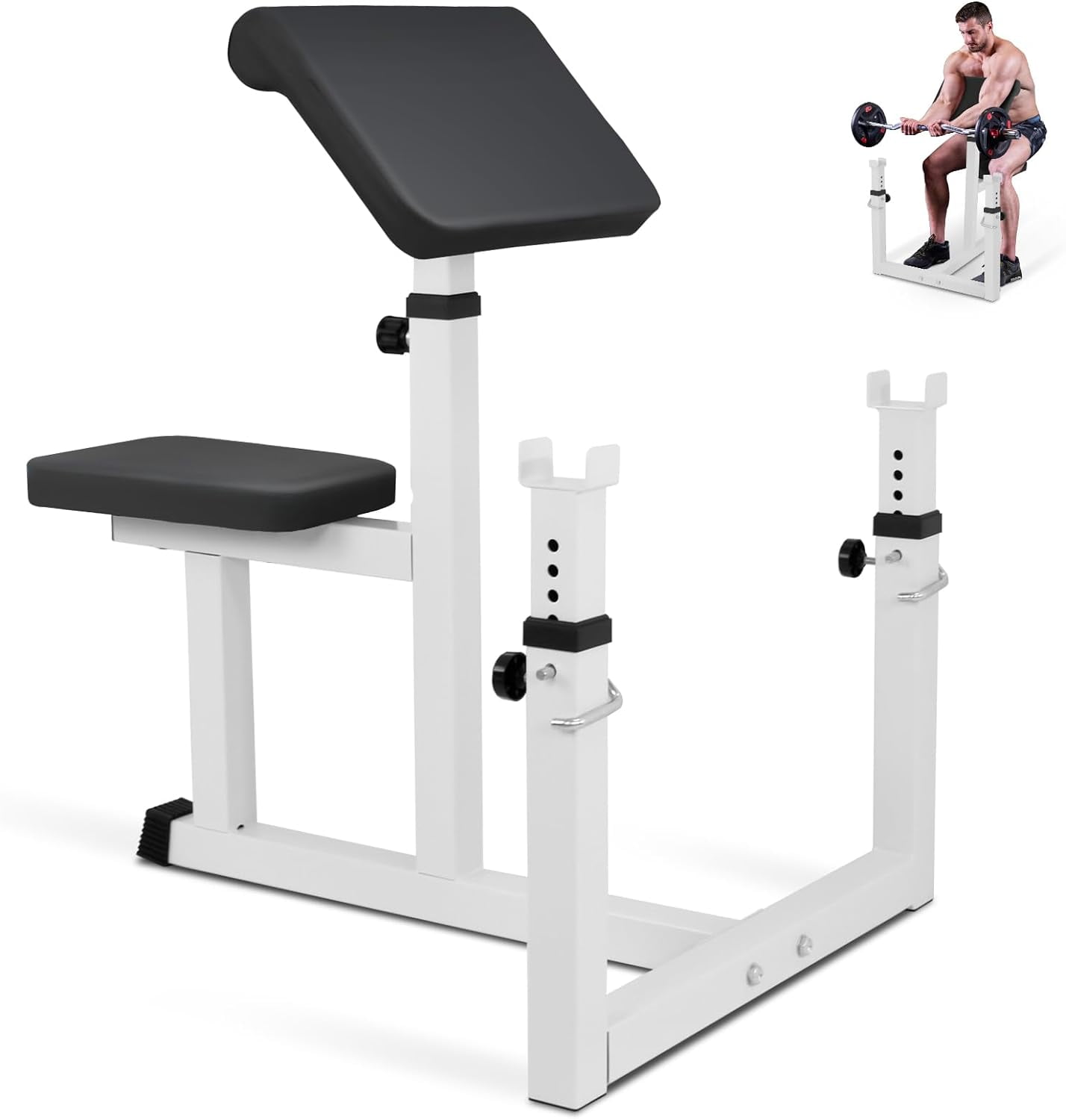HomGarden Preacher Curl Weight Bench Adjustable for Arm Curling ...