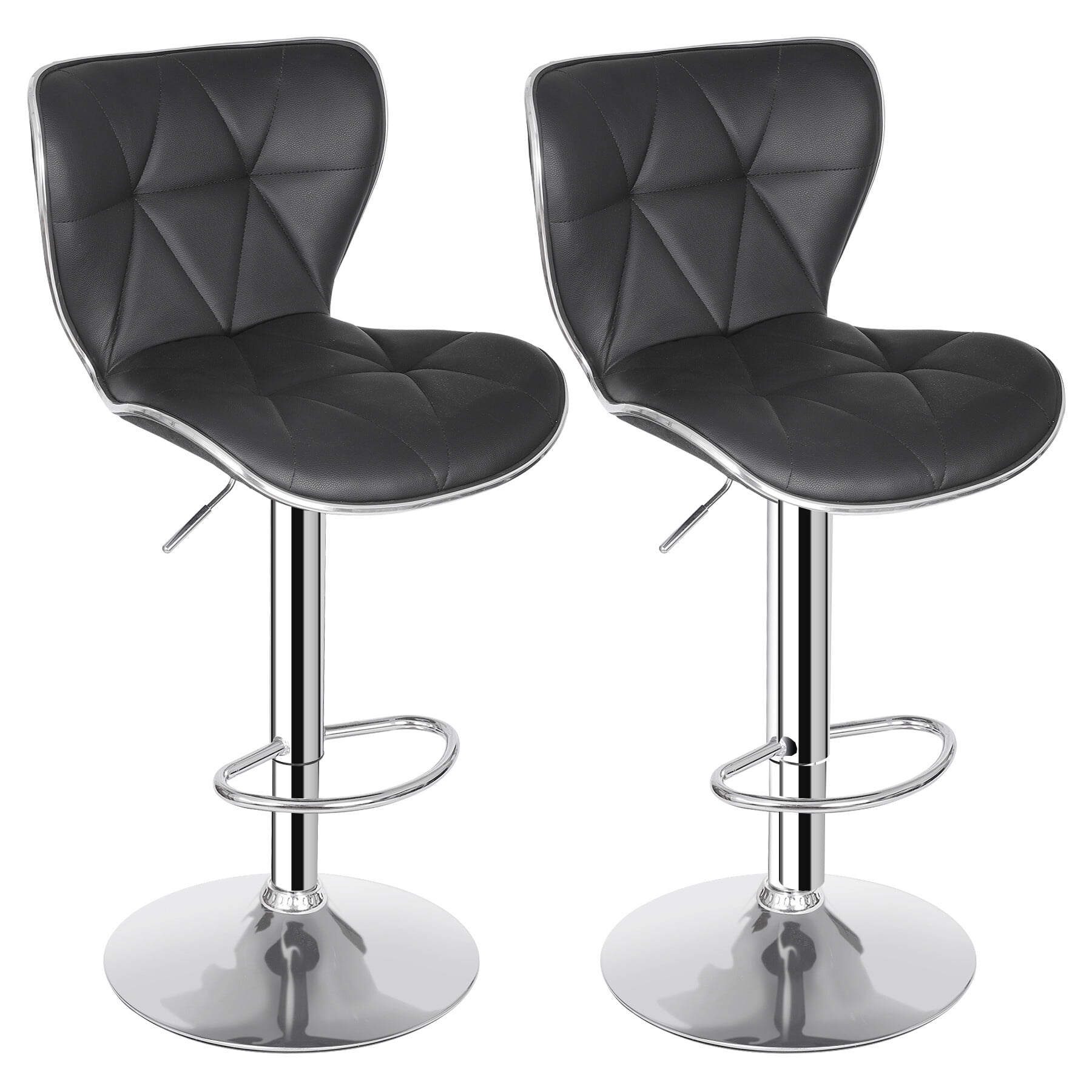 HomGarden High Height Pair of 2 Adjustable Swivel Bar Stools, Indoor PU ...