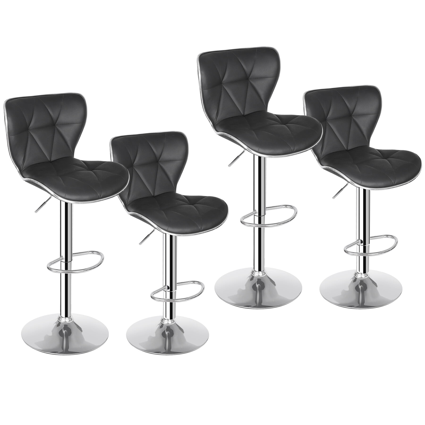 HomGarden 4 Adjustable Swivel Counter Height Bar Stools, PU Leather ...