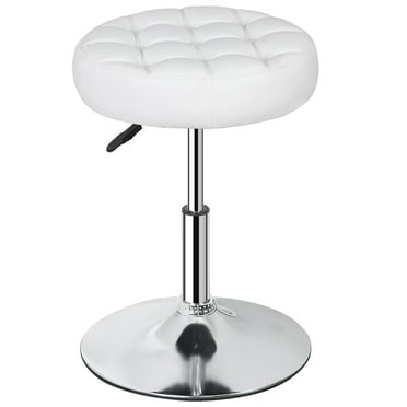 PU White Mid-Century Tufted Adjustable Swivel Makeup Ottoman Stool for ...