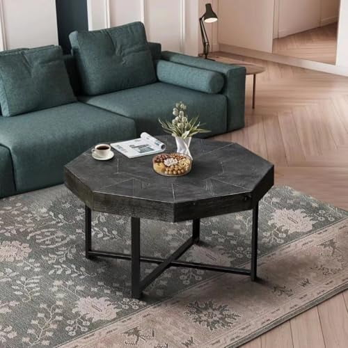 HomVent 30" Coffee Table, Octagonal Wooden Coffee Table Living Room ...