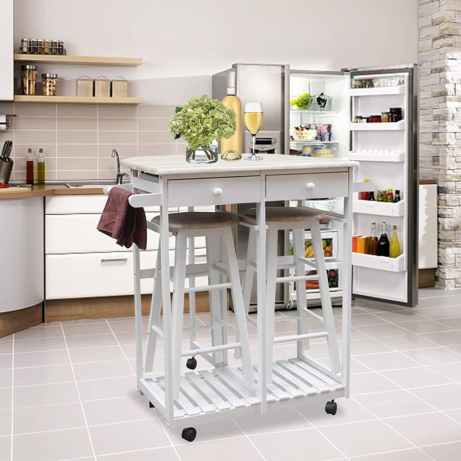 HomVent Dining Room Table Set, Folding Kitchen Bar Breakfast Drop Leaf ...