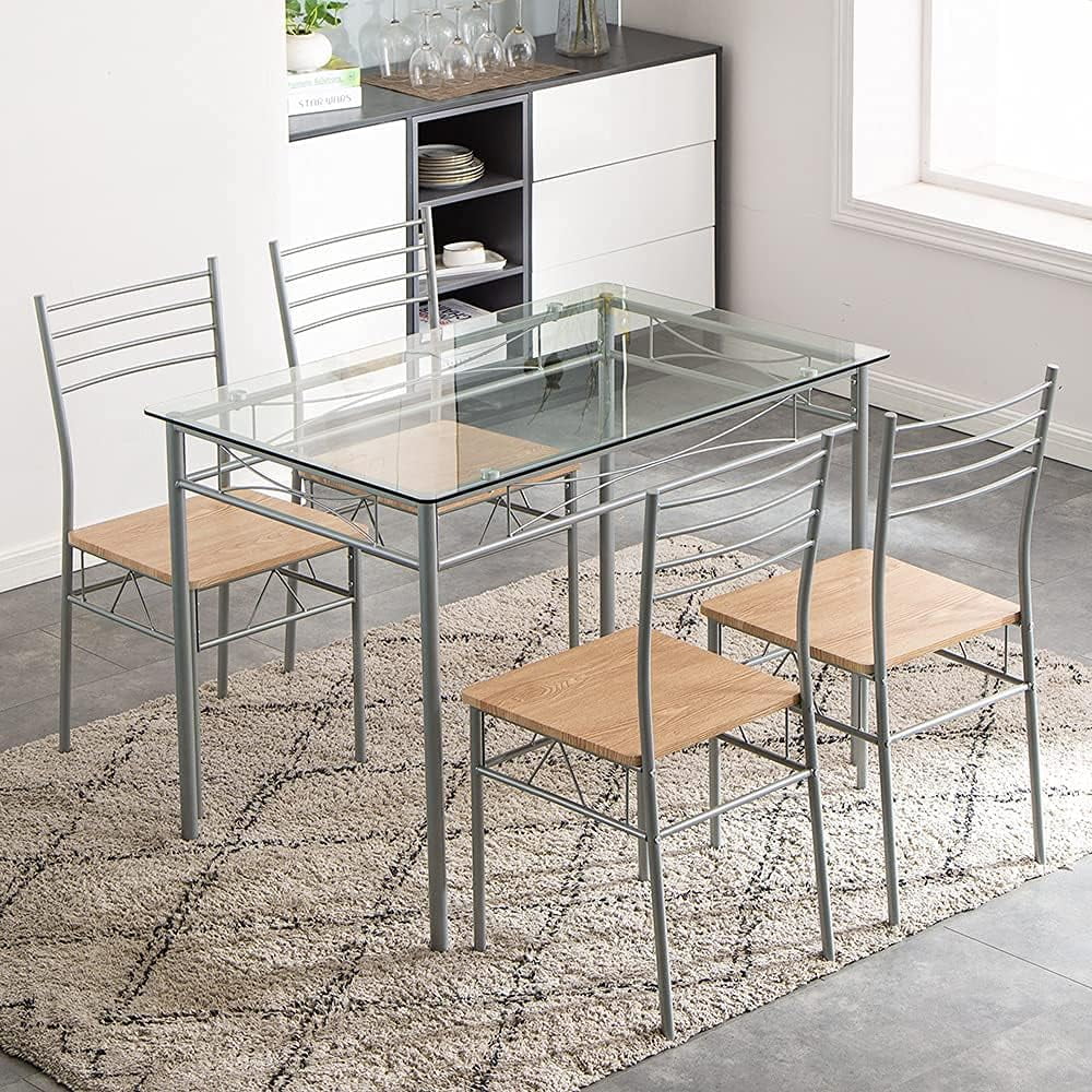 HomVent Dining Table Set for 4, glass kitchen table Dining Set, dinette ...