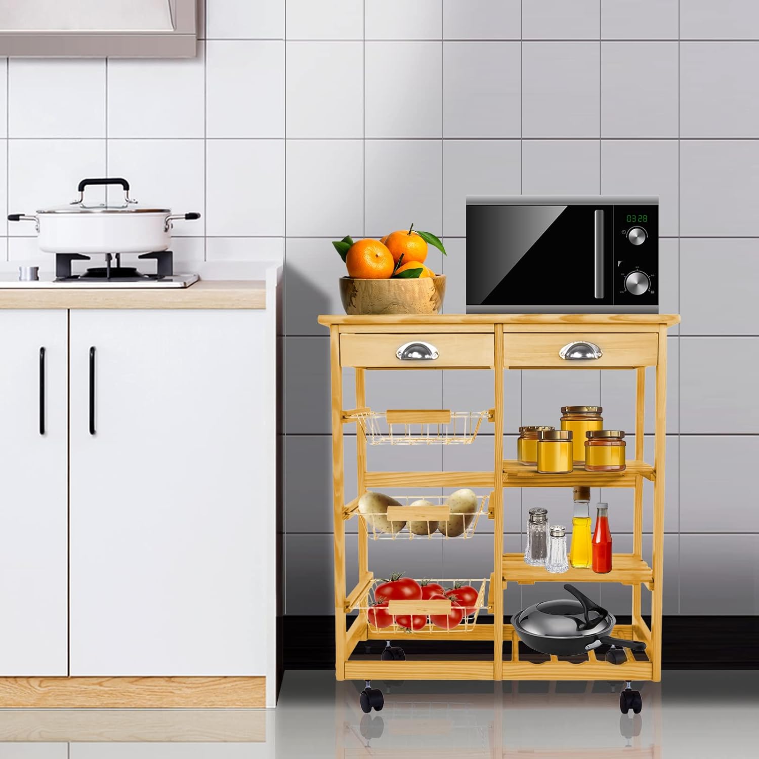 HomVent Kitchen Cart, Small Kitchen Islands & Carts with Storage and ...