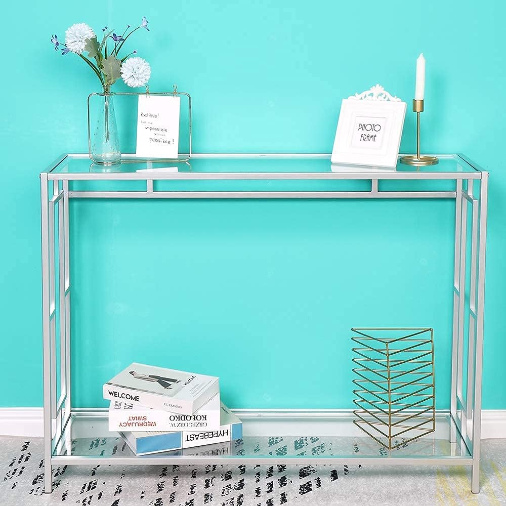 HomVent Modern Glass Console Table Narrow Entryway Table Sofa Tables ...