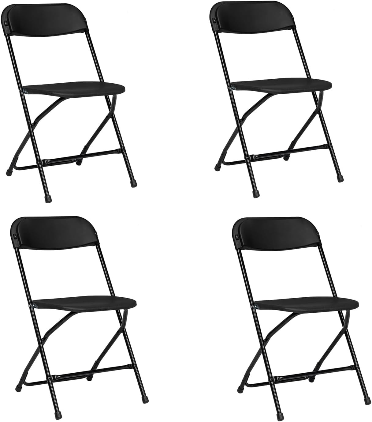 HomVent Set of 4 Plastic Folding Chairs, Portable Stacking Indoor ...
