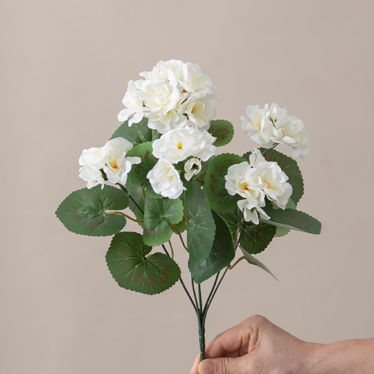 HomWamee 2 BundleS Artificial Geranium Fake Flowers White, Silk ...