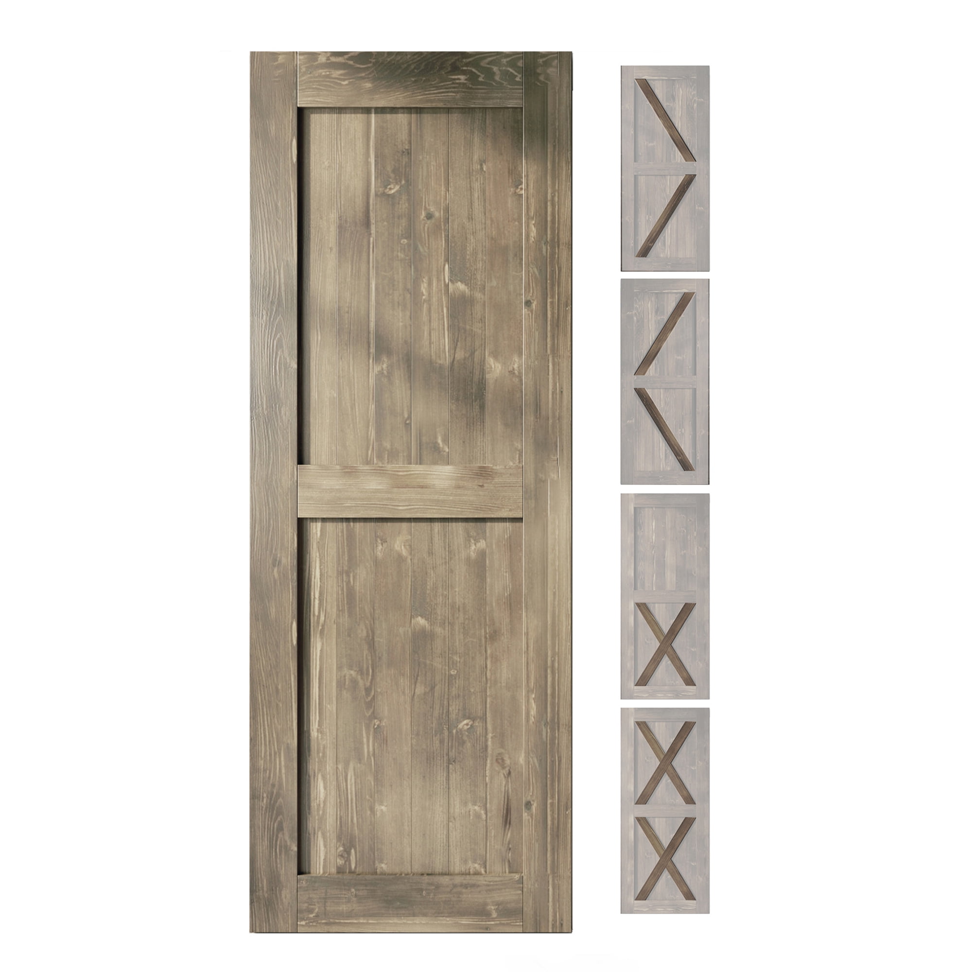 Homacer 5-in-1 Design 34'' W x 80'' H x 1-3/8'' D Solid Wood Barn Door ...