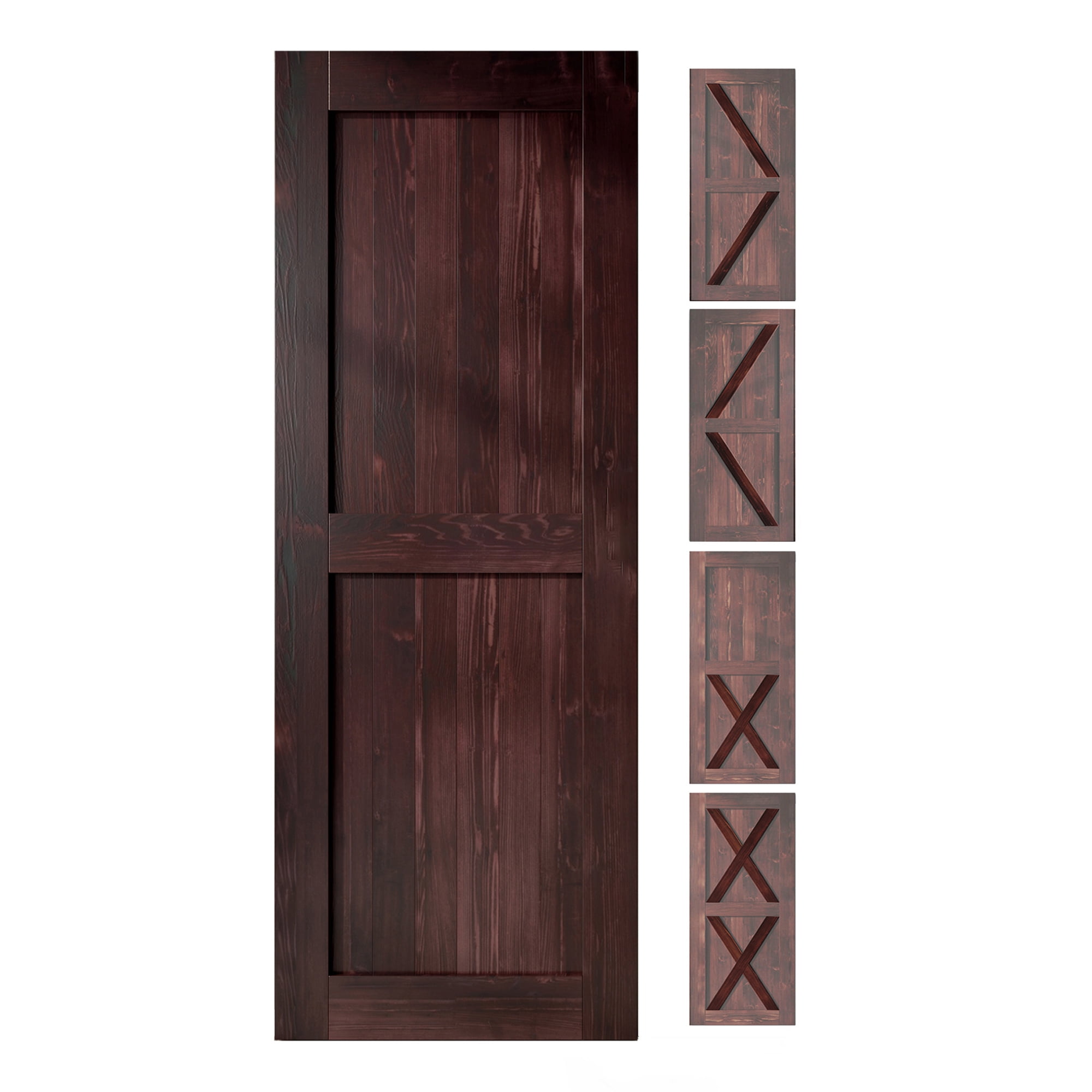 Homacer 5-in-1 Design 34'' W x 84'' H x 1-3/8'' D Solid Wood Barn Door ...