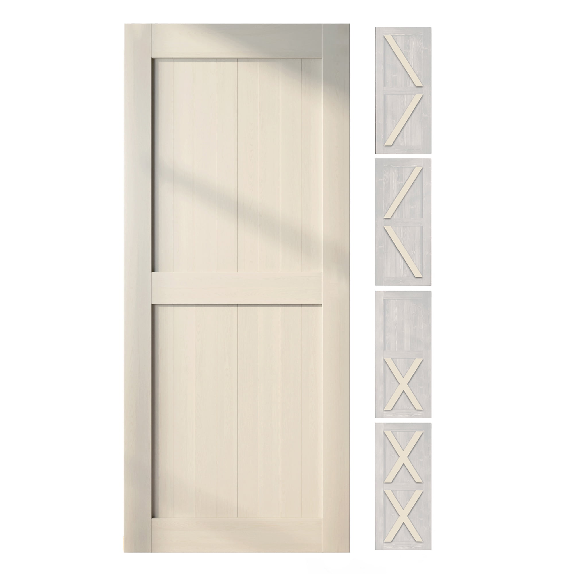 Homacer 5-in-1 Design 48'' W x 80'' H x 1-3/8'' D Solid Wood Barn Door ...
