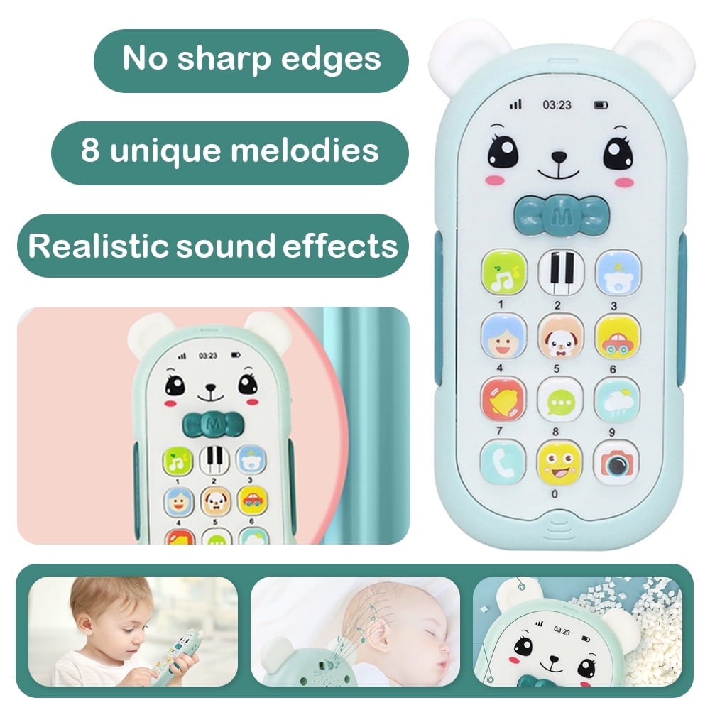 Homaful Baby Cell Phone Toy with Teether Lights & Music Sing & Count ...