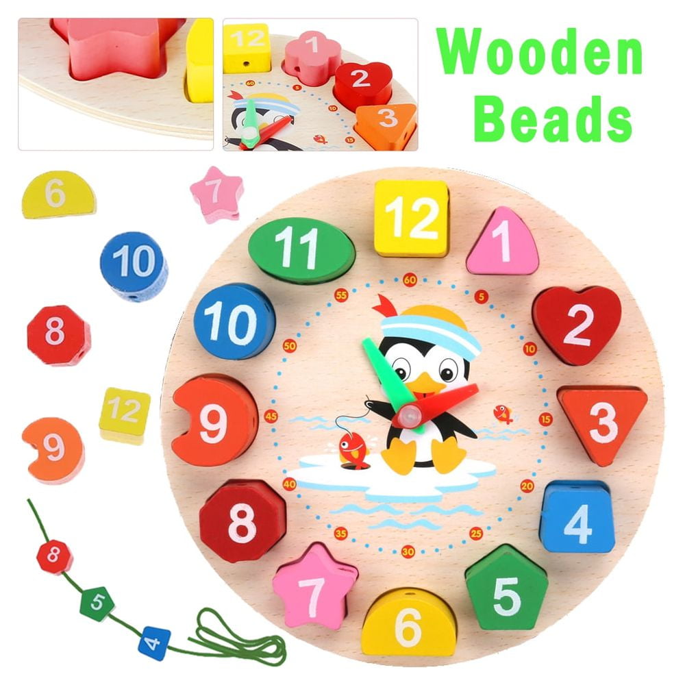Homaful Wooden Shape Sorting Clock - Educational Toy for Time Teaching ...