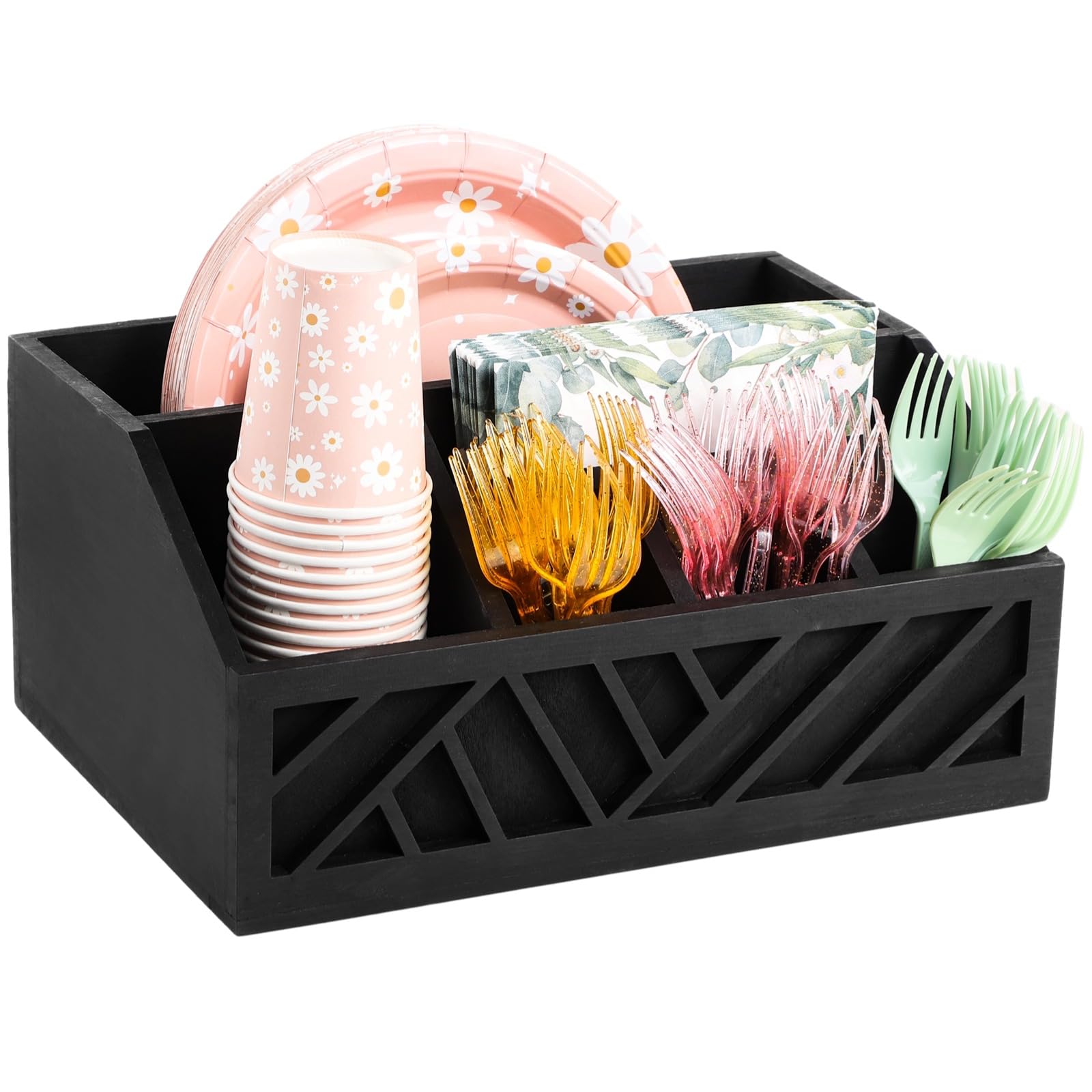 Homaisson Wooden Paper Plate Dispenser for Countertop - Wood Paper ...